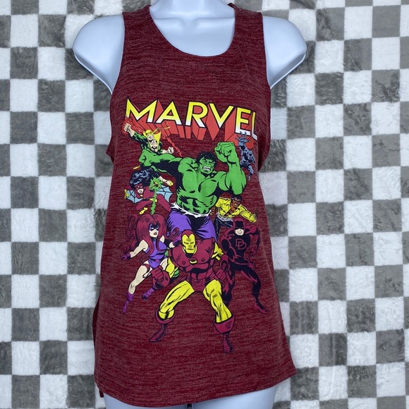 Marvel | Tops | Marvel Tank Top Red Maroon Hulk Iron Man Flash M | Poshmark
